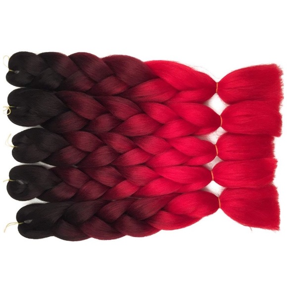 Accessories | 5 Packs Of Black Wine Red Ombr Braiding Hair New | Poshmark